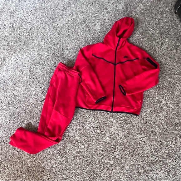 Nike | Shirts | Nike Red Tech Fleece Set | Poshmark